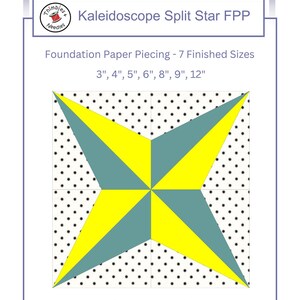Kaleidoscope Split Star FPP Foundation Paper Piecing Quilt Block ...