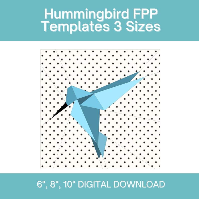 Hummingbird FPP Foundation Paper Piecing Quilt Block Pattern Digital ...