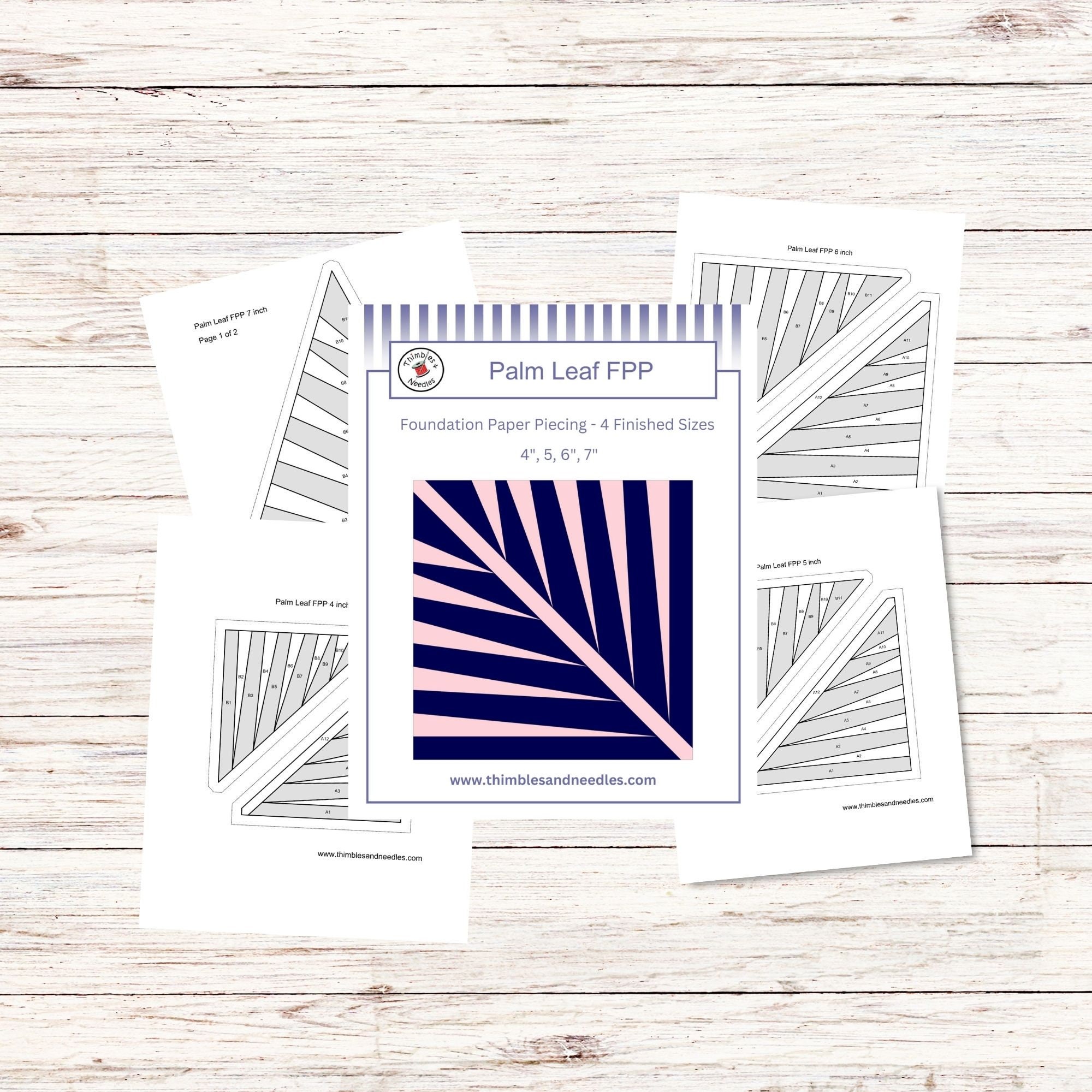 Palm Leaf FPP Foundation Paper Piecing Quilt Block Pattern Digital ...