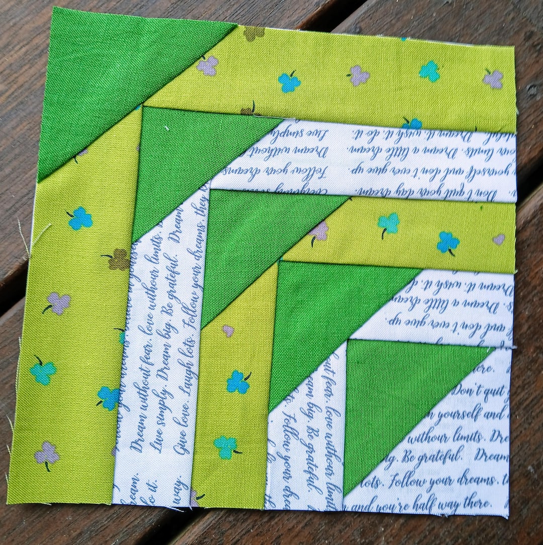 Flying Geese Log Cabin FPP Foundation Paper Piecing Quilt Block Pattern ...