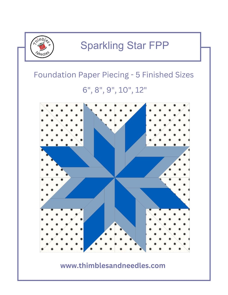 Sparkling Star FPP Foundation Paper Piecing Quilt Block Pattern Digital ...