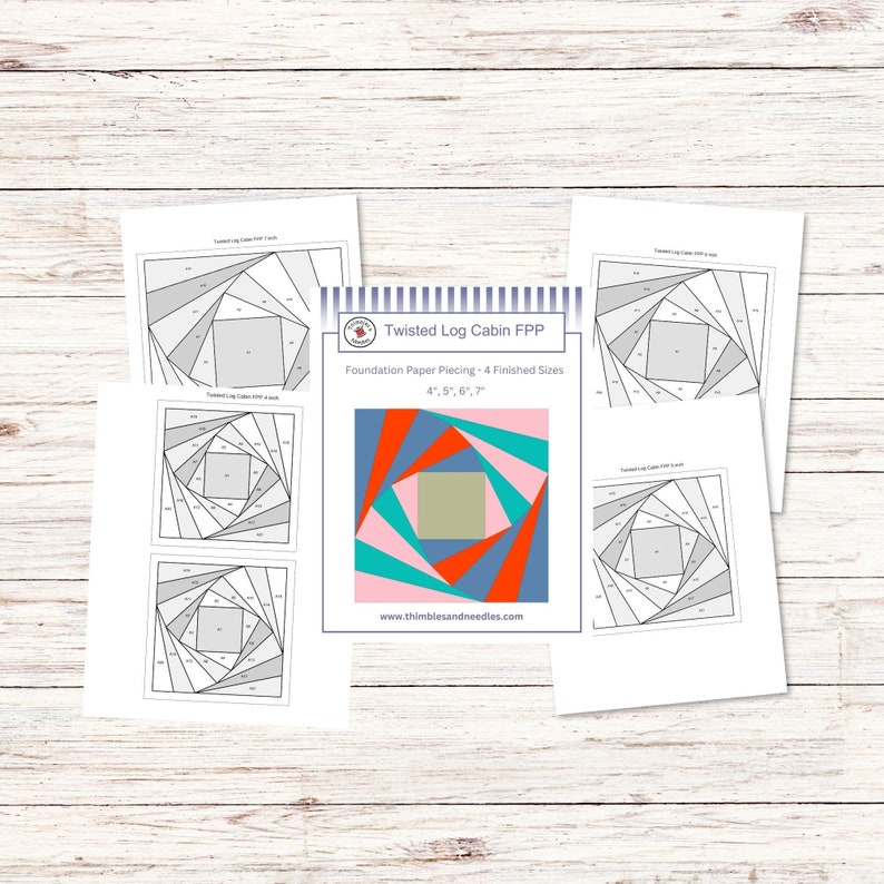 Twisted Log Cabin FPP Foundation Paper Piecing Quilt Block Pattern ...
