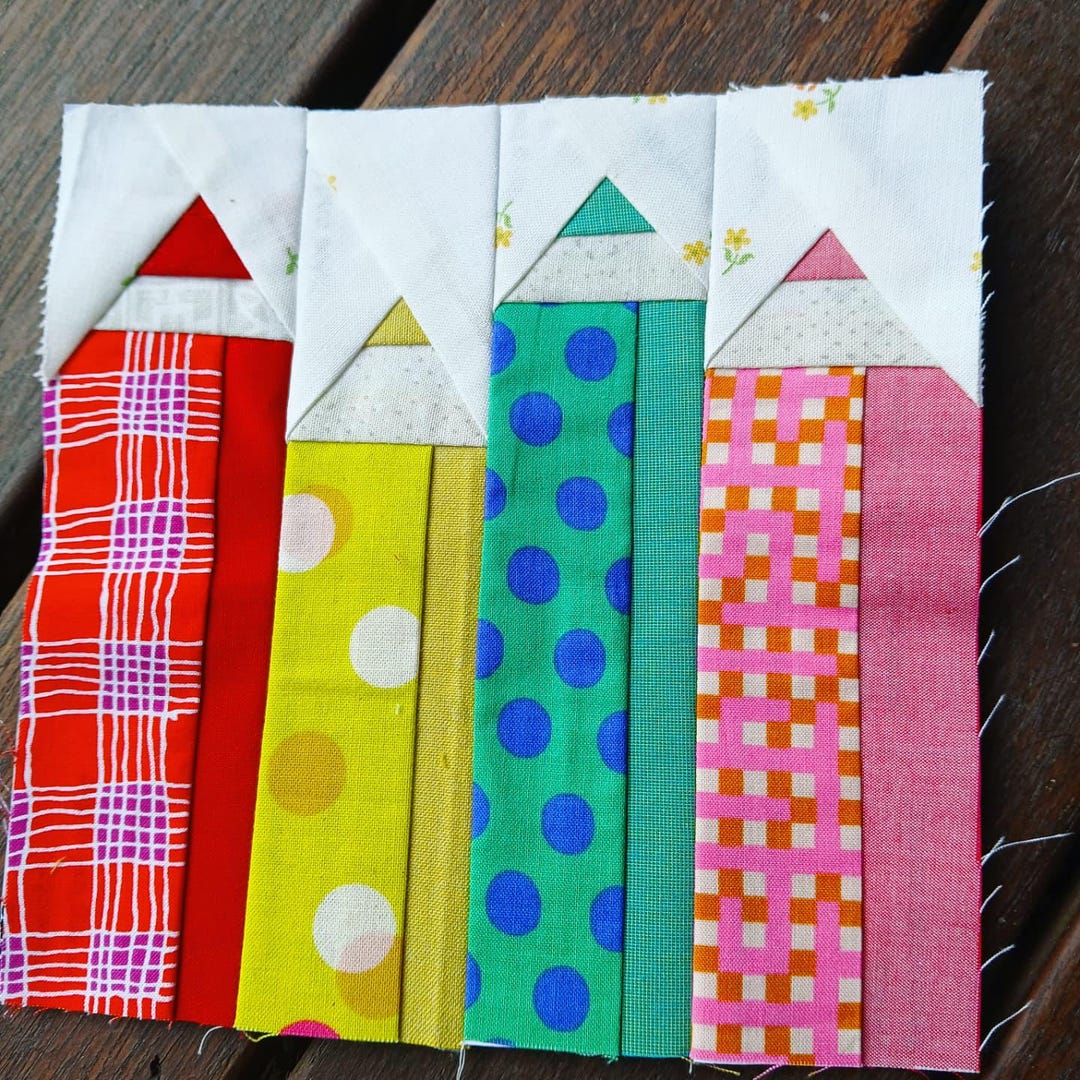 Color Pencils FPP Foundation Paper Piecing Quilt Block Pattern Digital ...