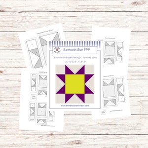 Sawtooth Star FPP Foundation Paper Piecing Quilt Block Pattern Digital ...