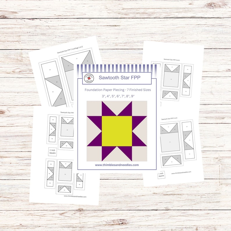 Sawtooth Star FPP Foundation Paper Piecing Quilt Block Pattern Digital ...