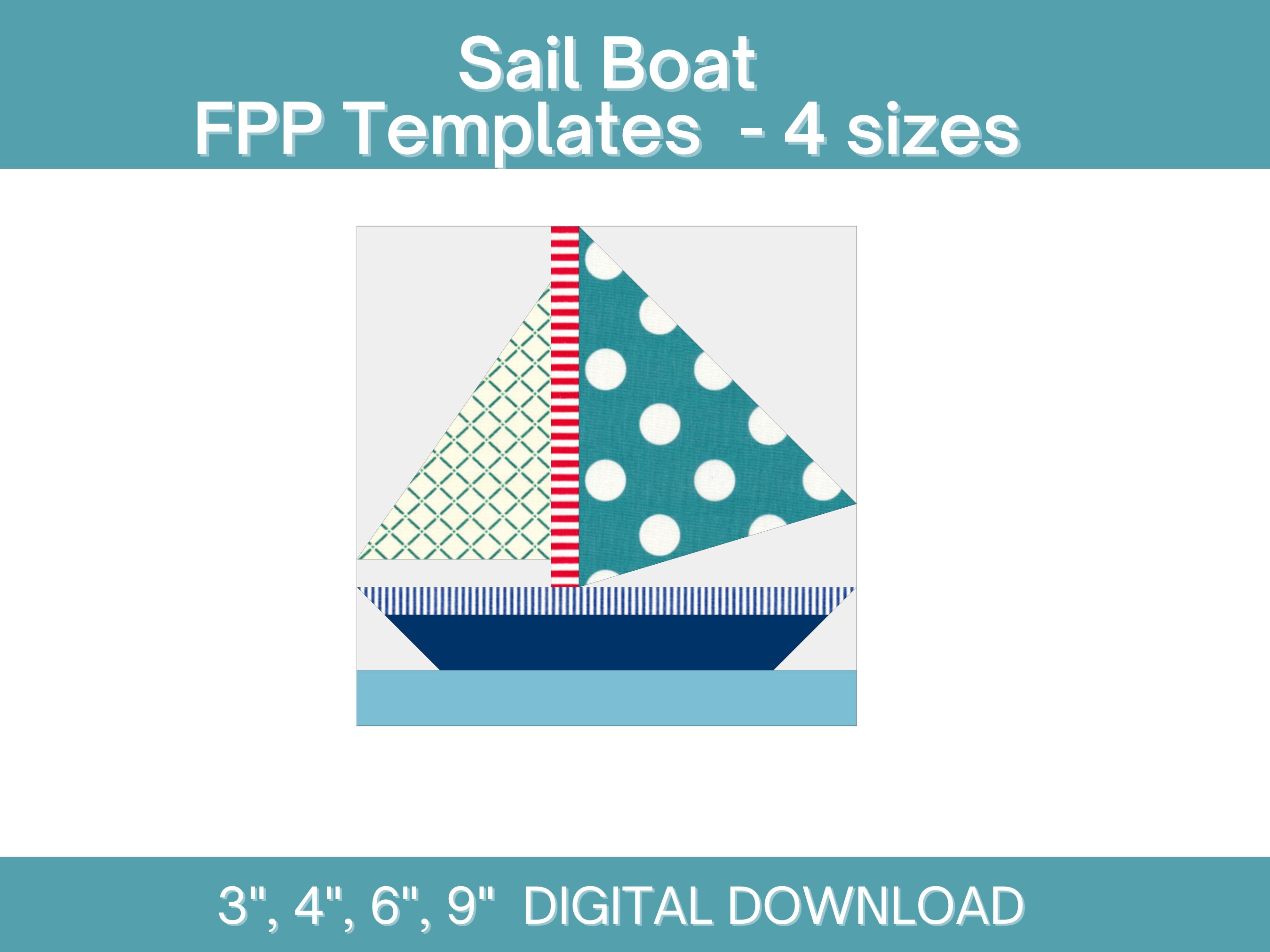 Sail Boat FPP Templates Foundation Paper Piecing Quilt Block Pattern ...