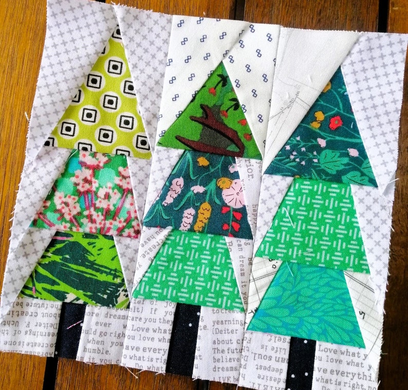 Pine Trees FPP Foundation Paper Piecing Quilt Block Pattern Digital ...