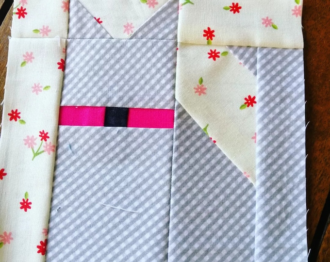 Cat FPP Quilt Pattern: Modern FPP • Animal Patchwork Quilt Block • FPP ...