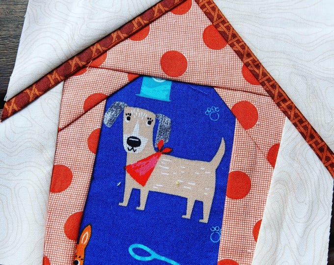 Dog FPP Quilt Pattern: Modern FPP • Animal Patchwork Quilt Block • FPP ...