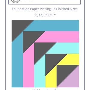 Flying Geese Log Cabin FPP Foundation Paper Piecing Quilt Block Pattern ...