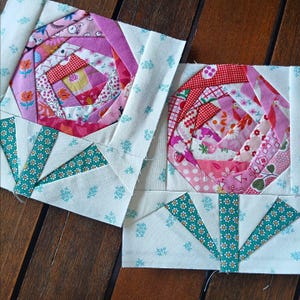 Rose FPP Foundation Paper Piecing Quilt Block Pattern Digital Download ...