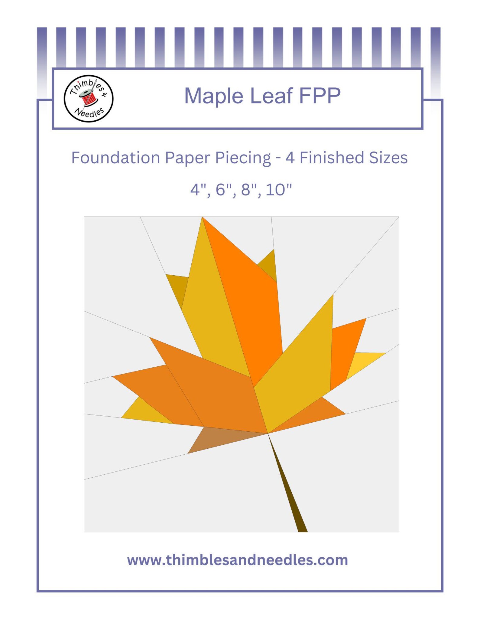 Maple Leaf FPP Foundation Paper Piecing Quilt Block Pattern Digital ...