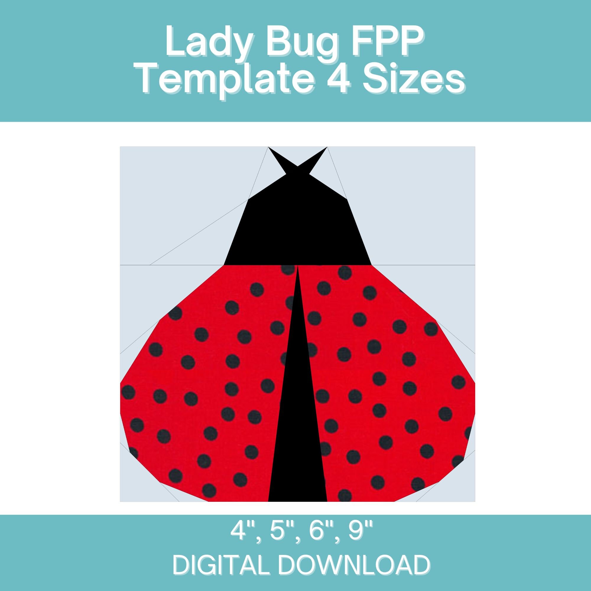 Ladybug FPP Foundation Paper Piecing Quilt Block Pattern Digital ...