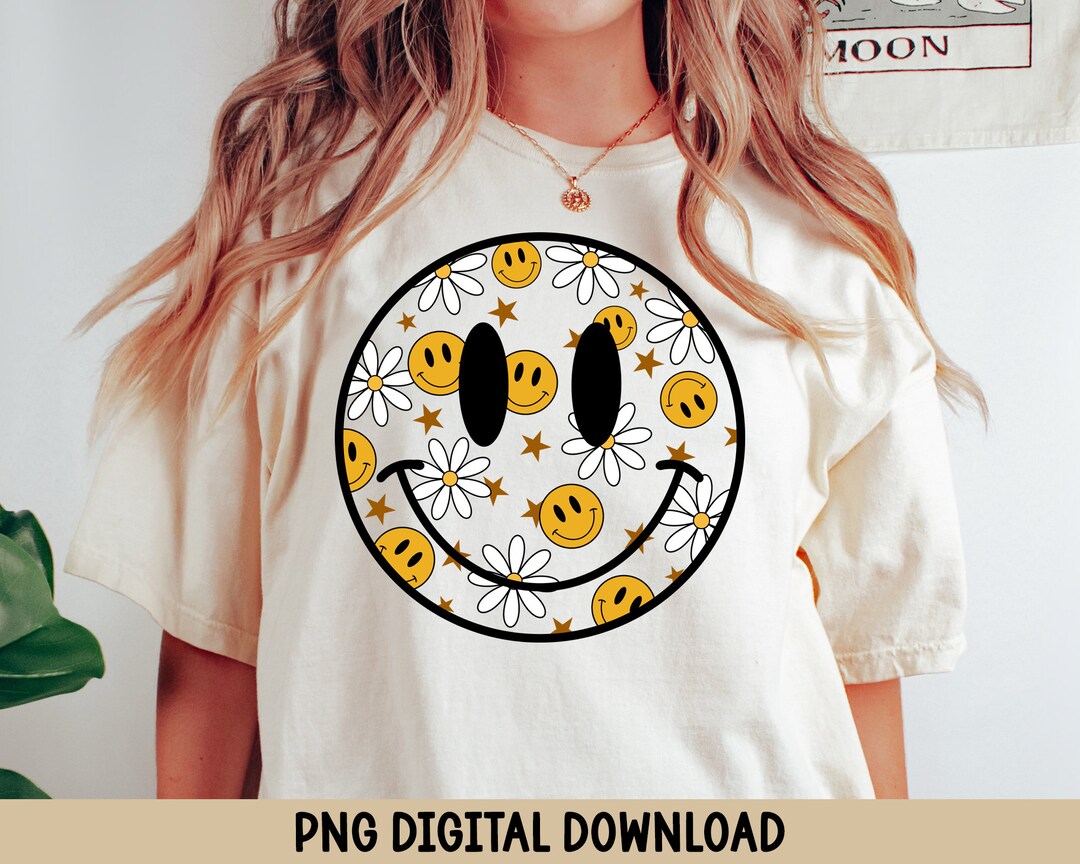 Groovy Smiley Face Png Daisy Flower Stars Smiley Face - Etsy