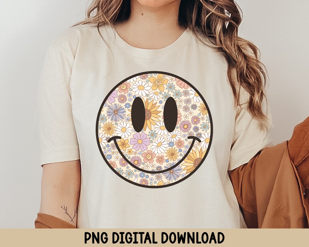 Groovy Smiley Face Png Retro Flowers Smiley Face Png Digital Download ...