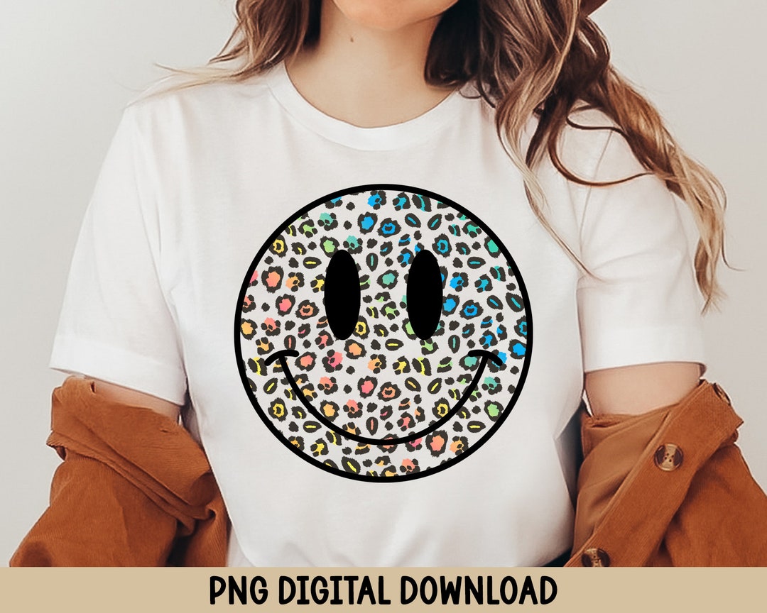 Leopard Smiley Face Png Ohio Rainbow Retro Smiley Png - Etsy