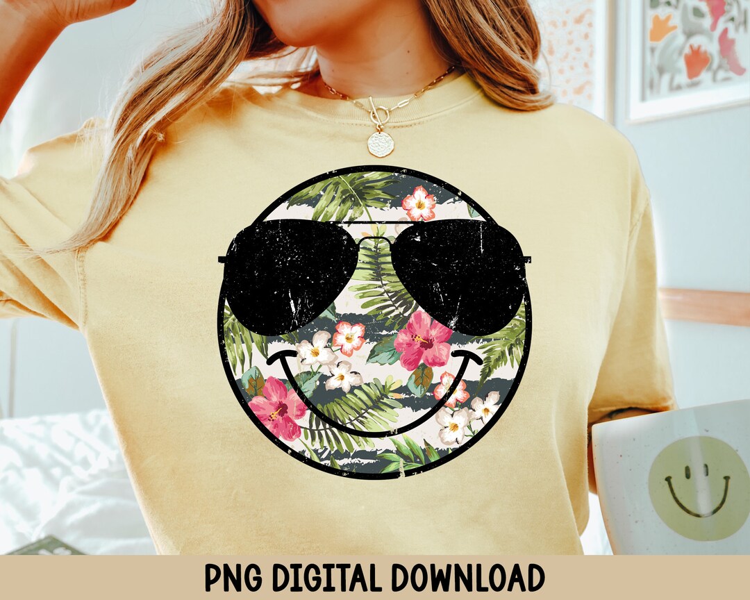 Sunglasses Smiley Face Hawaiian Png Solid and Distressed Hawaiian ...