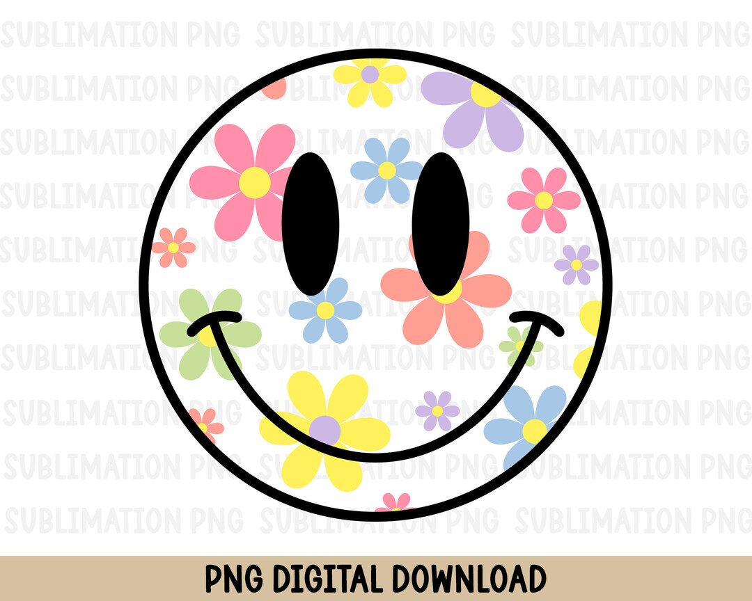 Retro Smiley Face Daisy Flower Png Daisy Flower Arizona - Etsy