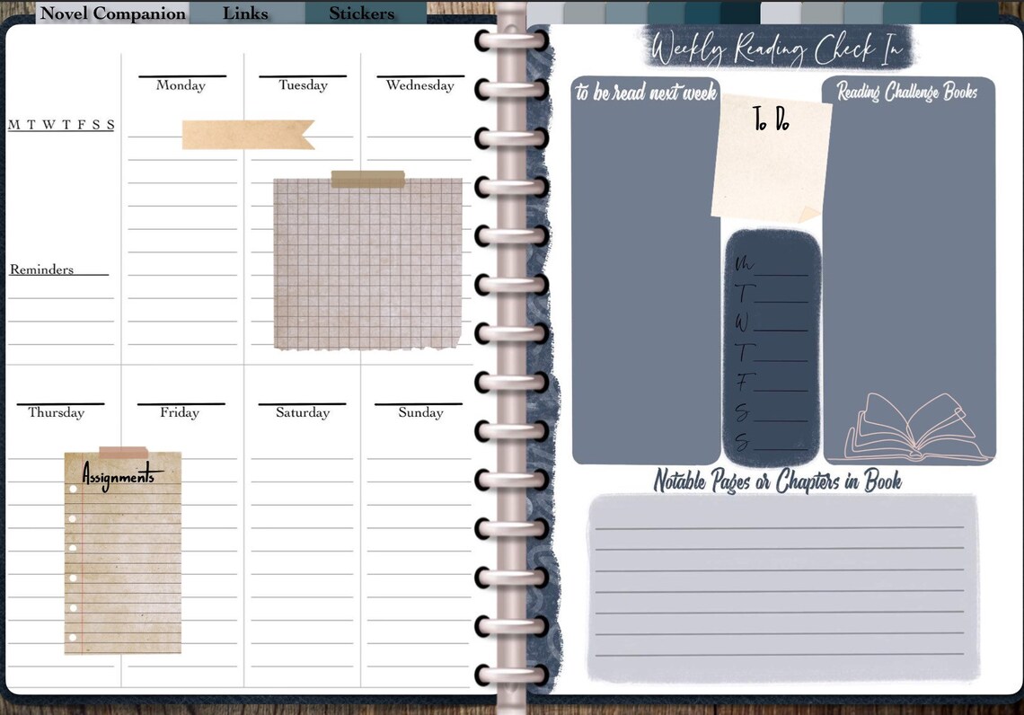 Digital Sticky Notes, Rose Gold Reading Stickers for Goodnotes ...