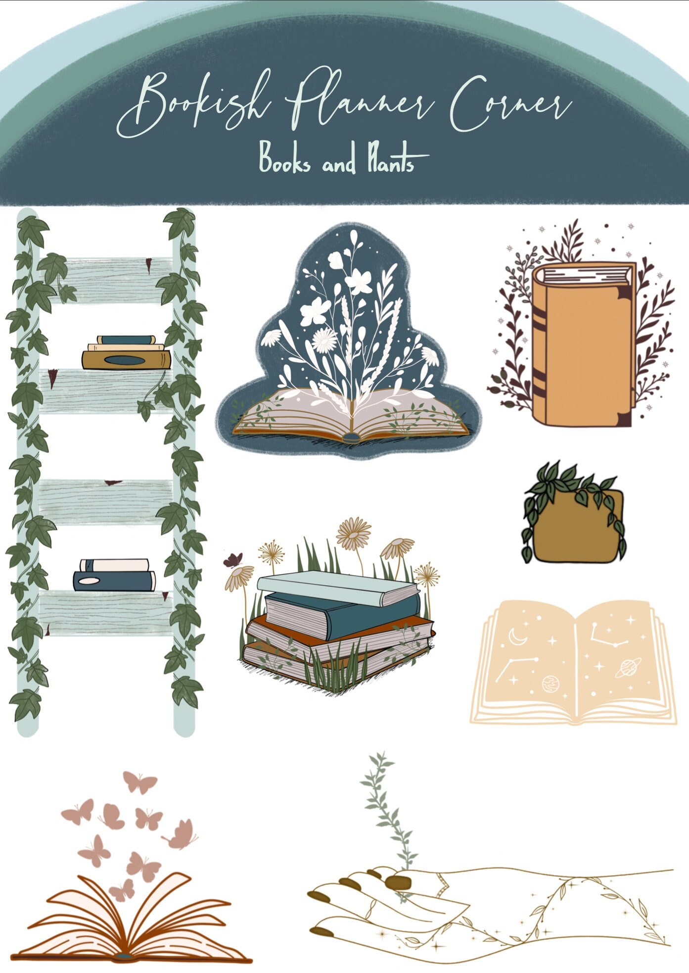 Bookish Stickers, Reading Stickers for Goodnotes, Bookworm, Plant ...