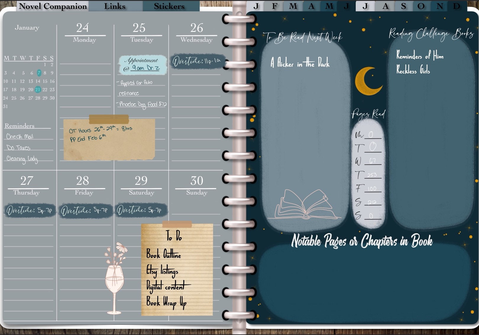 Digital Sticky Notes, Rose Gold Reading Stickers for Goodnotes ...