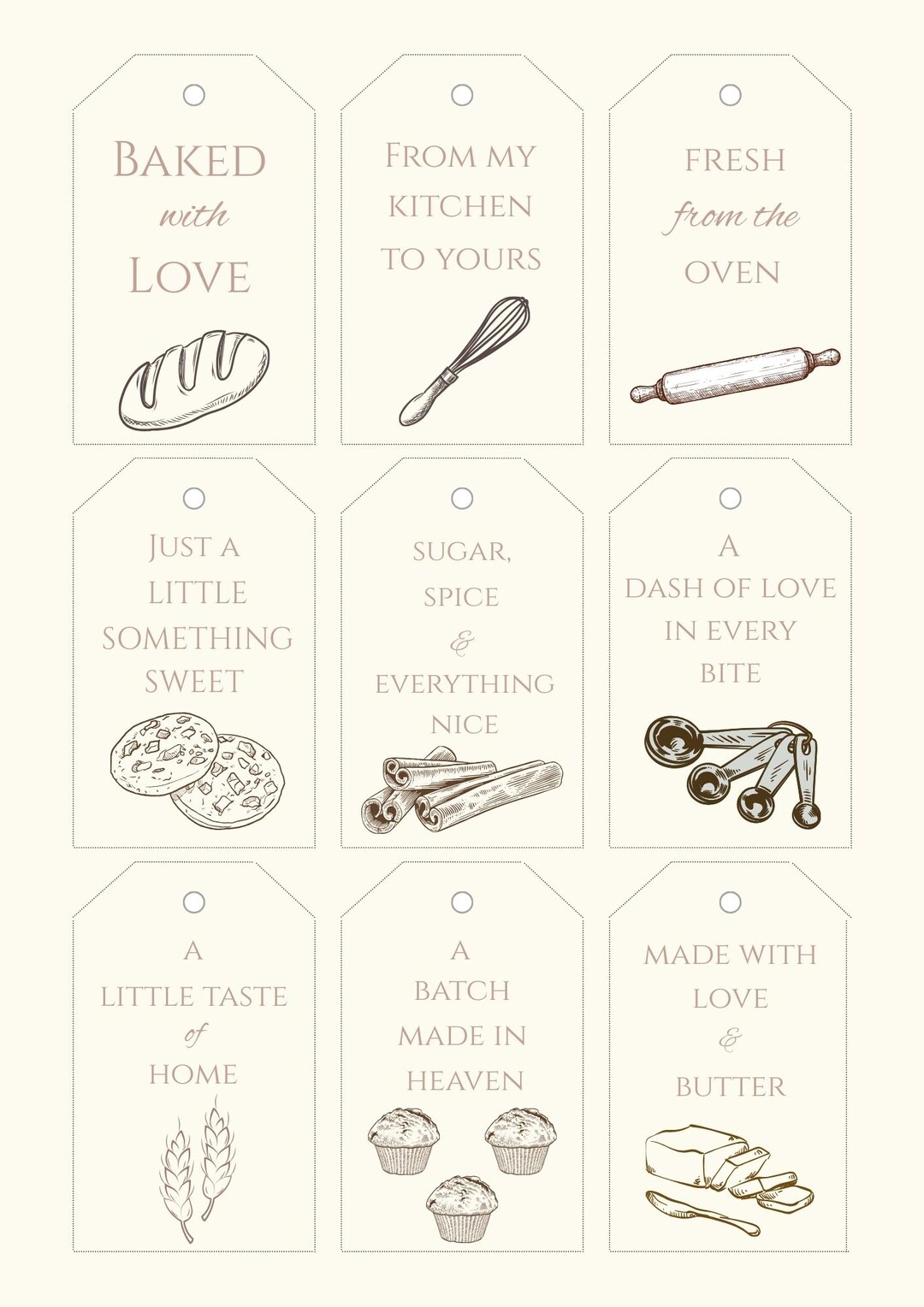 Printable Baking Gift Tags - Rustic Kitchen and Holiday Label Bundle ...