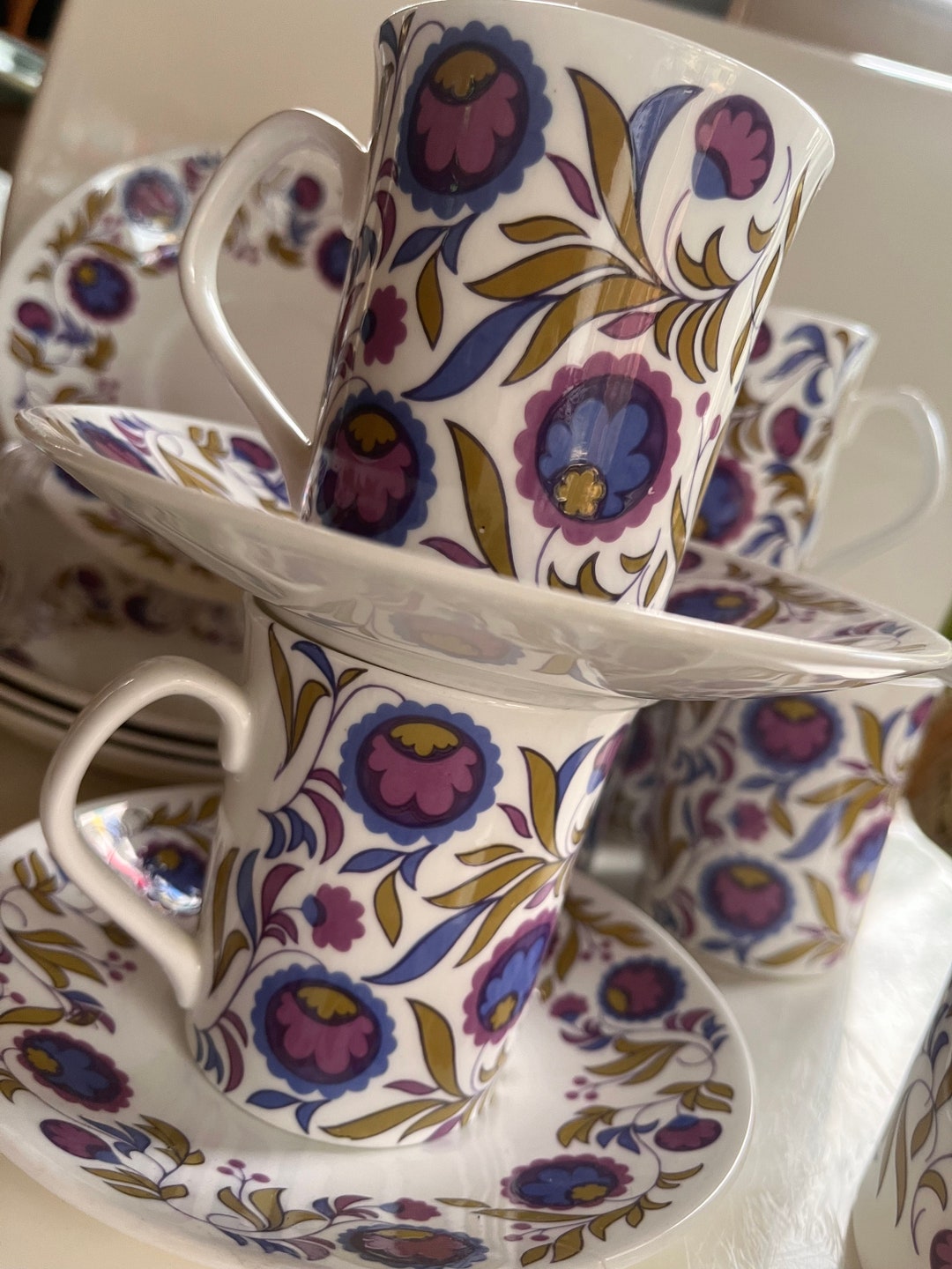 Vintage Elizabethan fleur Bleue' Purples Tea/ Coffee Set With Milk Jug ...