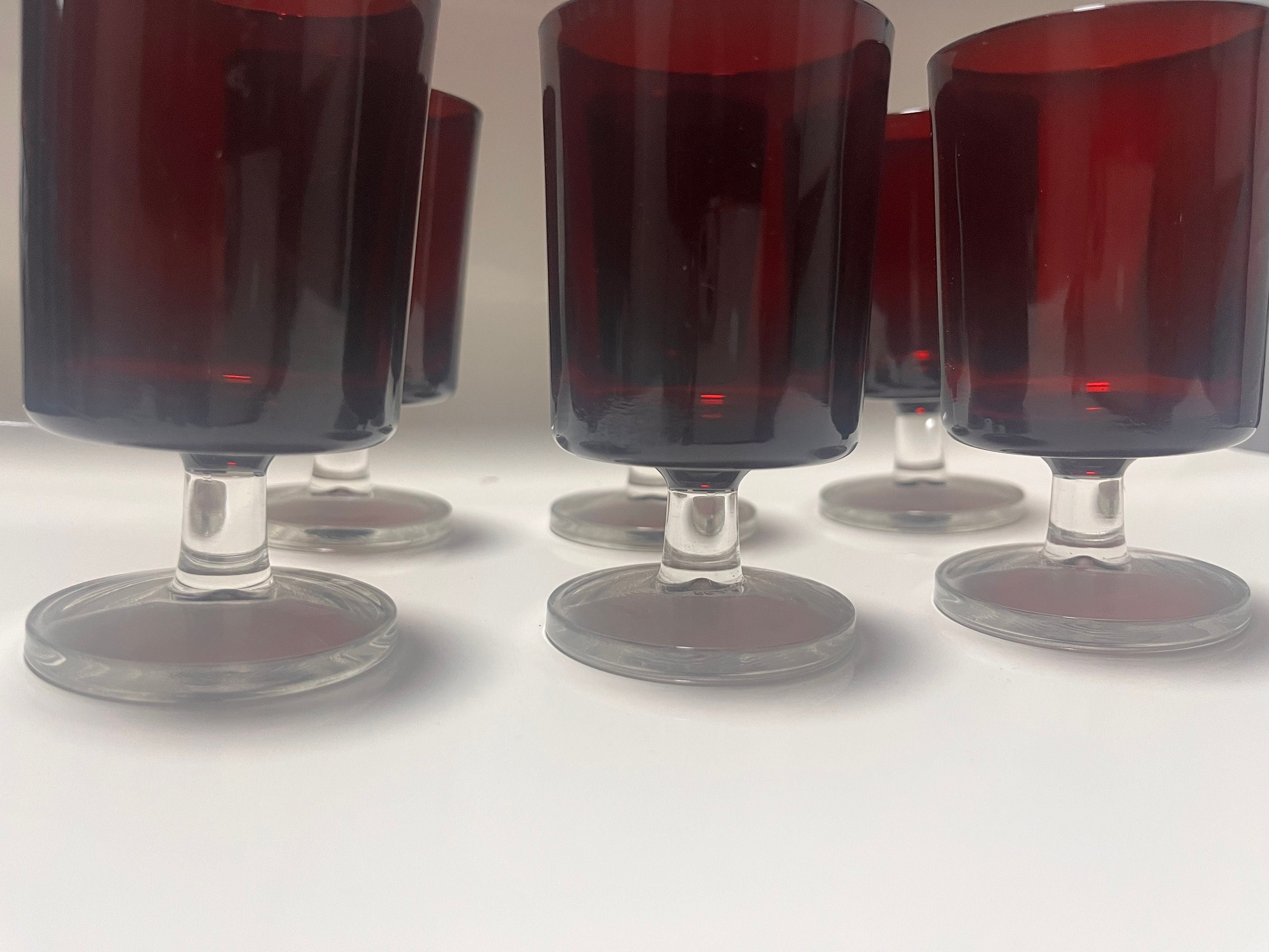 Set of Four French Vintage Mid Century Ruby Red Sherry / - Etsy