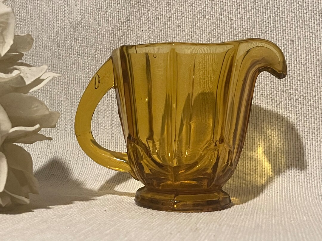 Vintage Amber Glass Milk Jug - Etsy