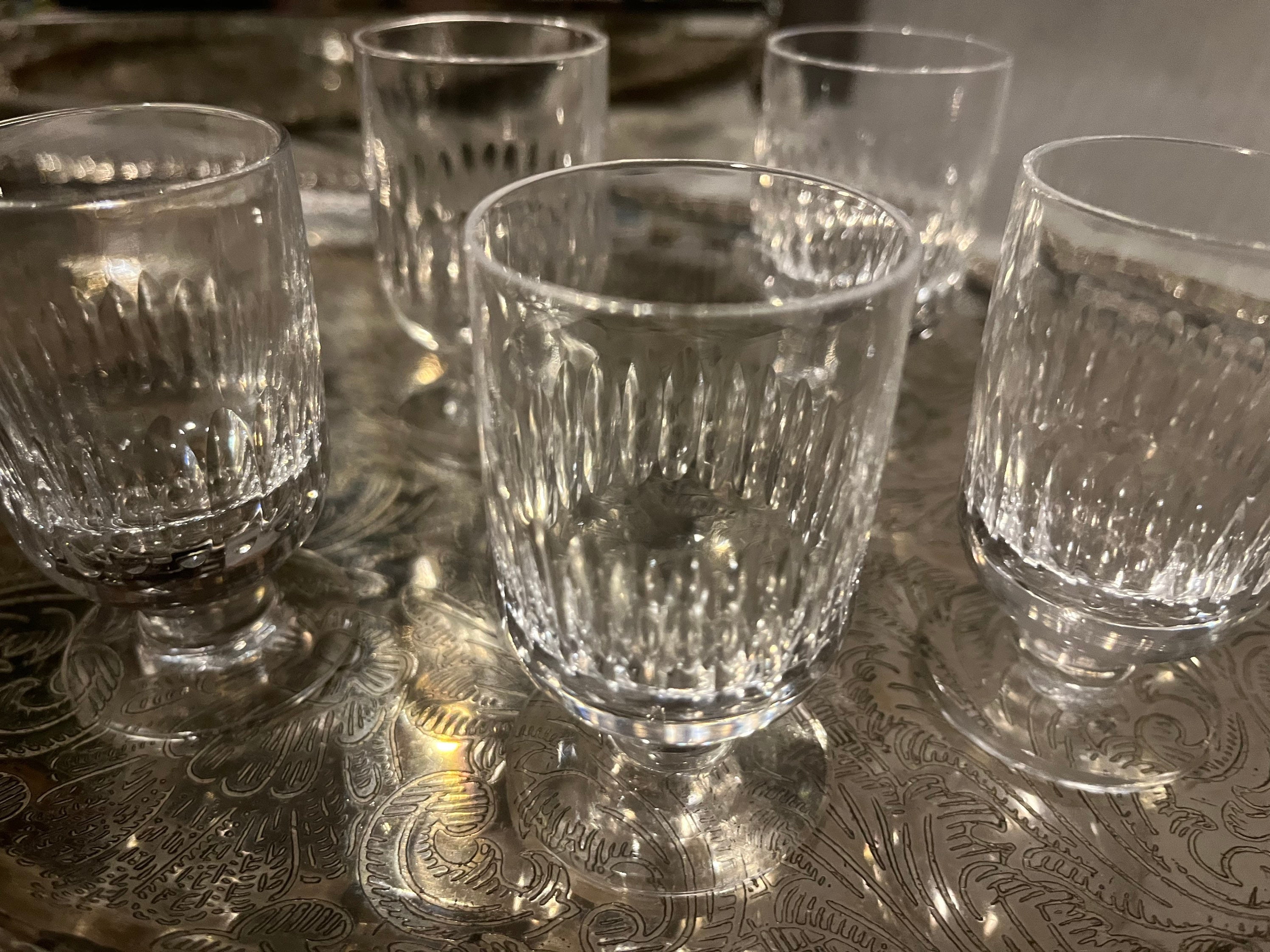 Vintage Liqueur Footed Shot Glass Cut Glass Mid Century Bar Ware Drinks ...