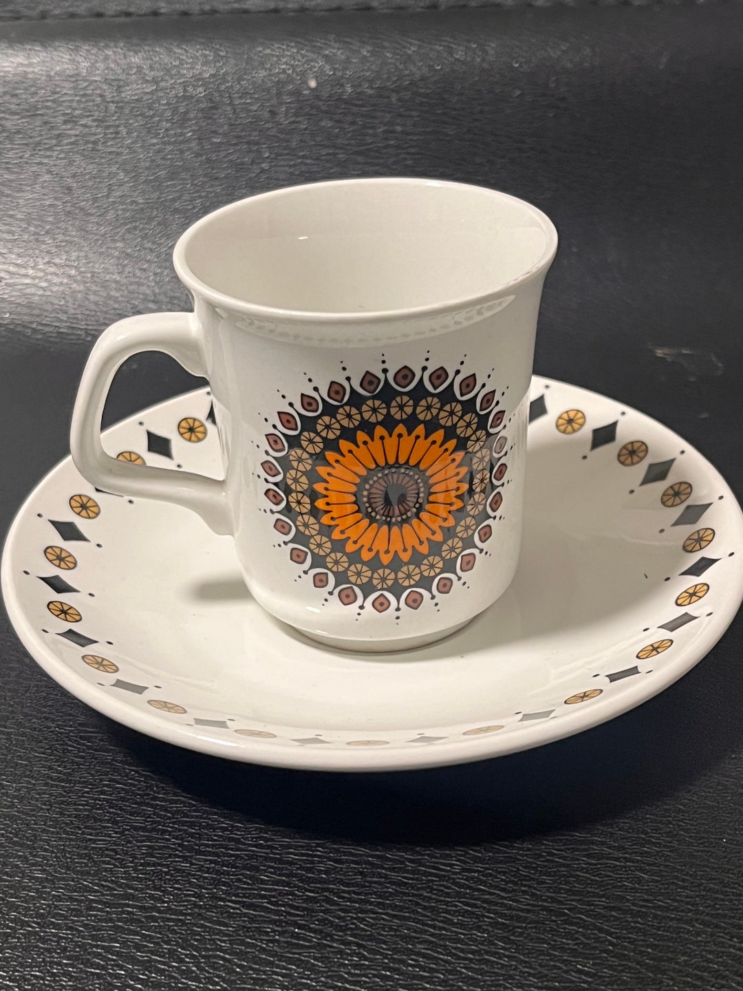 Vintage J & G Meakin Coffee Cup Set: Inca Studio, 1960s Jessie Tait ...