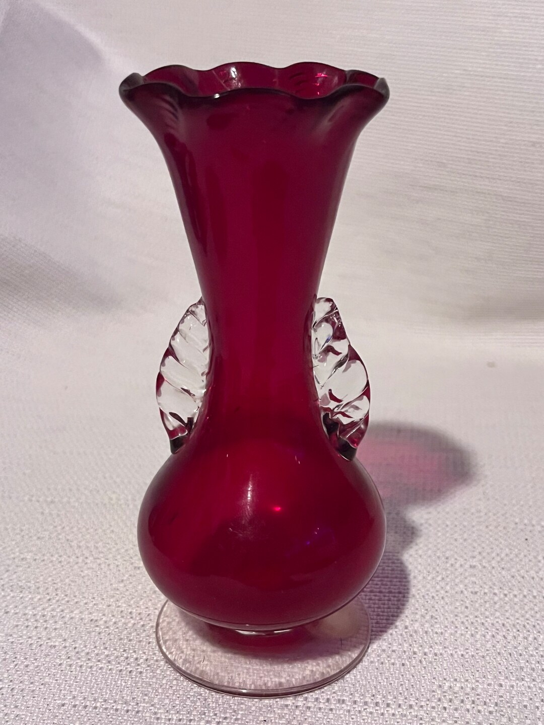 Vintage Murano Art Glass Ruby Red Bud Vase Ornament Retro Home Decor ...