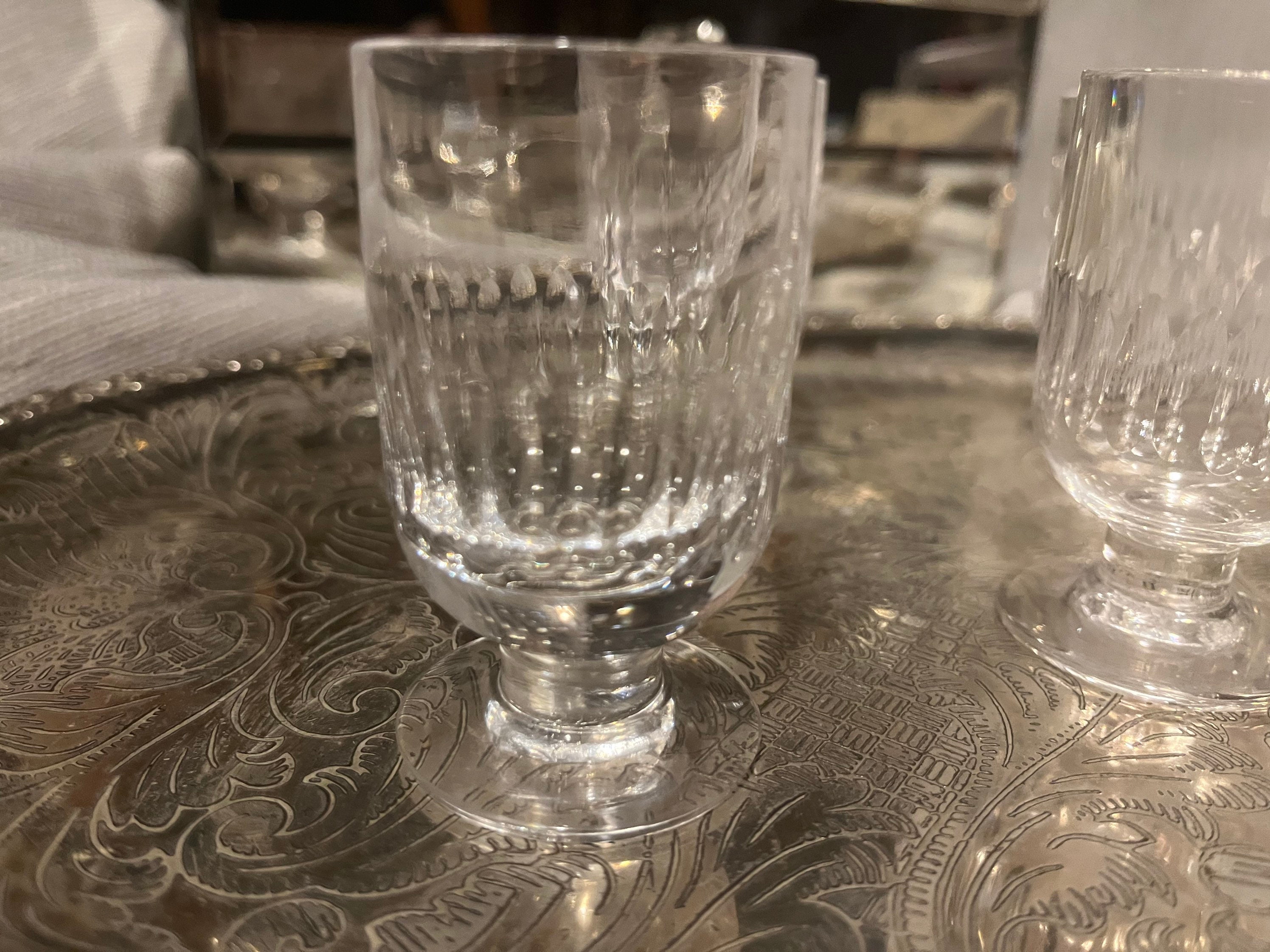 Vintage Liqueur Footed Shot Glass Cut Glass Mid Century Bar Ware Drinks ...