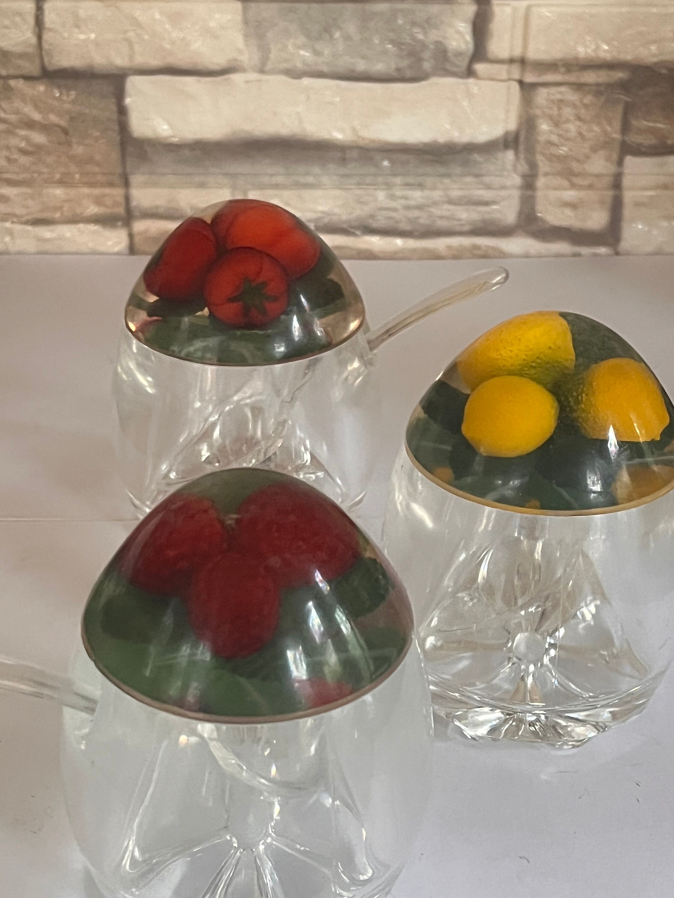 Vintage Lucite Perspex Preserve Jars Lemon Raspberry Tomato Jam ...