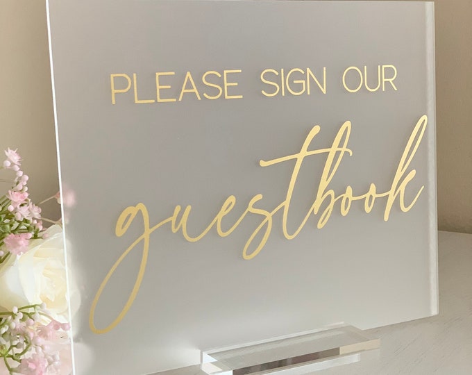 Frosted Acrylic Guestbook Sign Please Sign Our Guestbook - Etsy