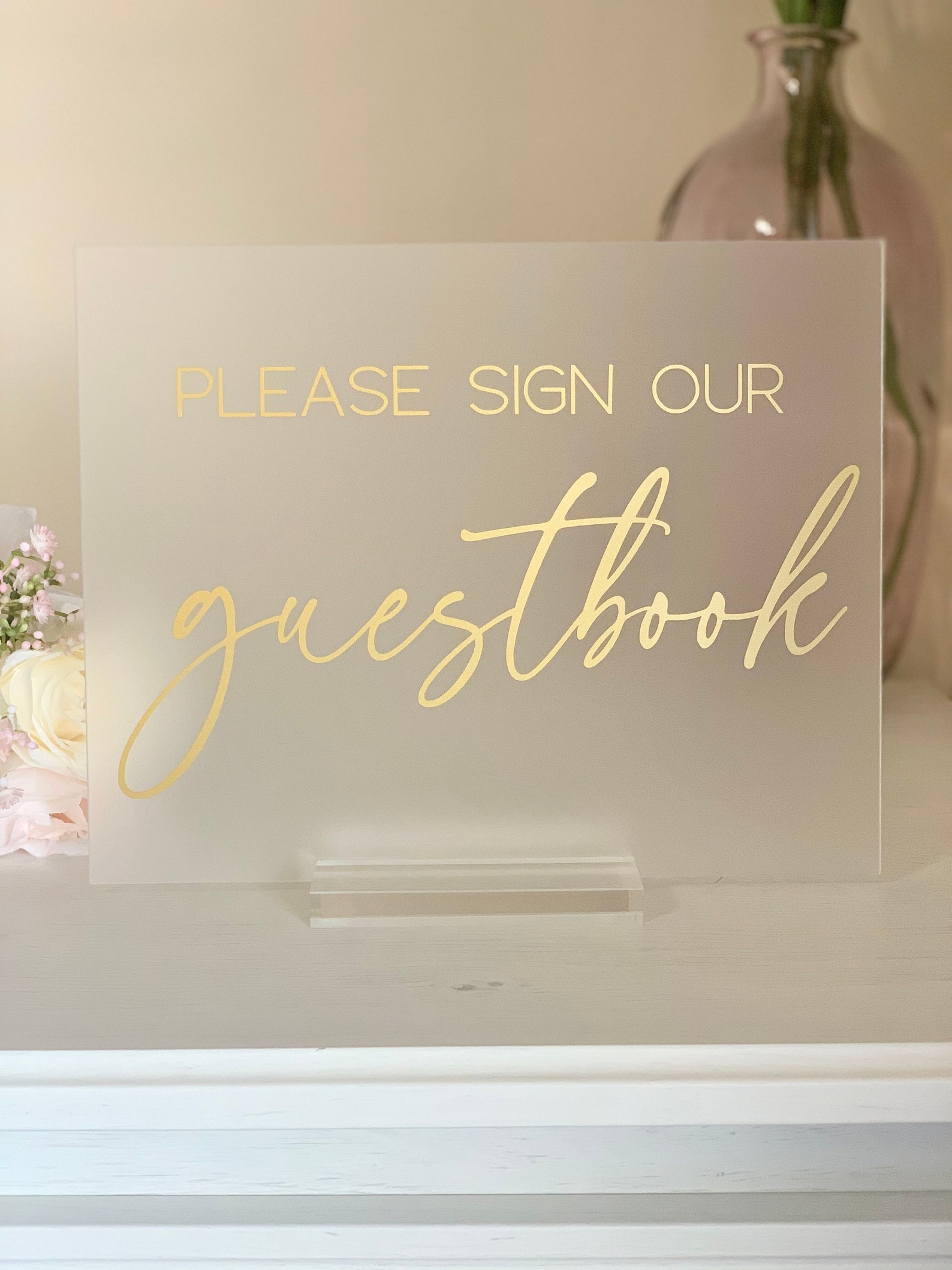 Frosted Acrylic Guestbook Sign Please Sign Our Guestbook - Etsy