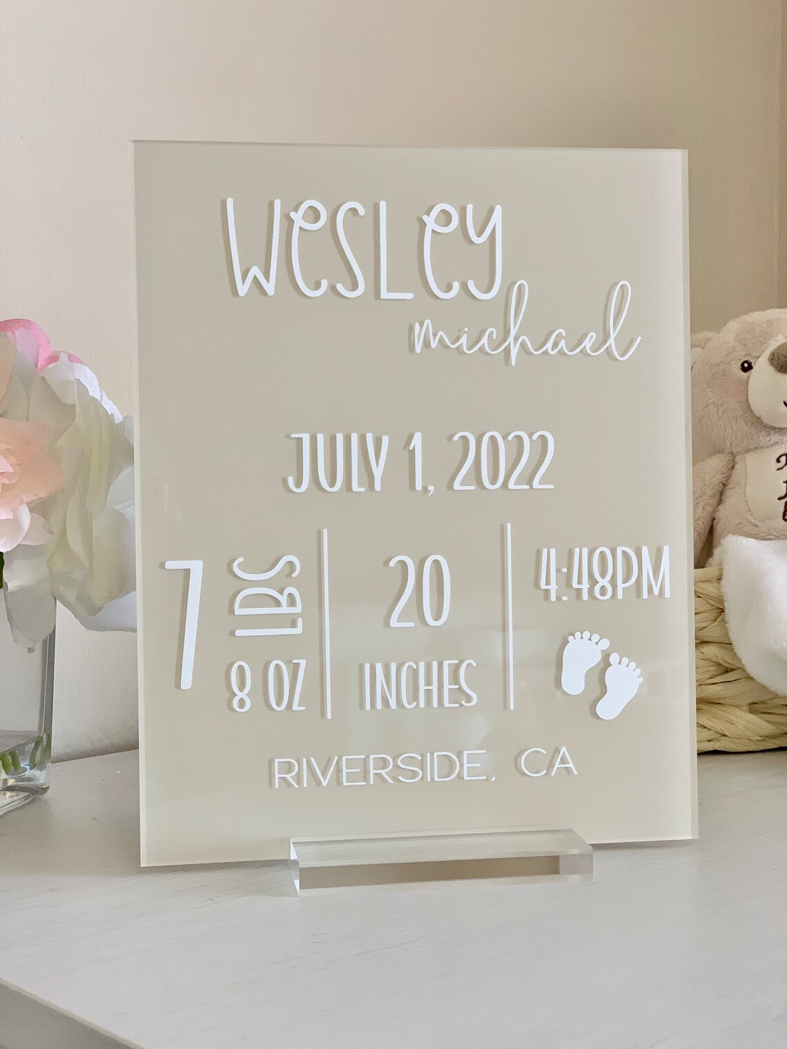 Personalized Acrylic Baby Announcement Sign, Nursery Decor - Etsy