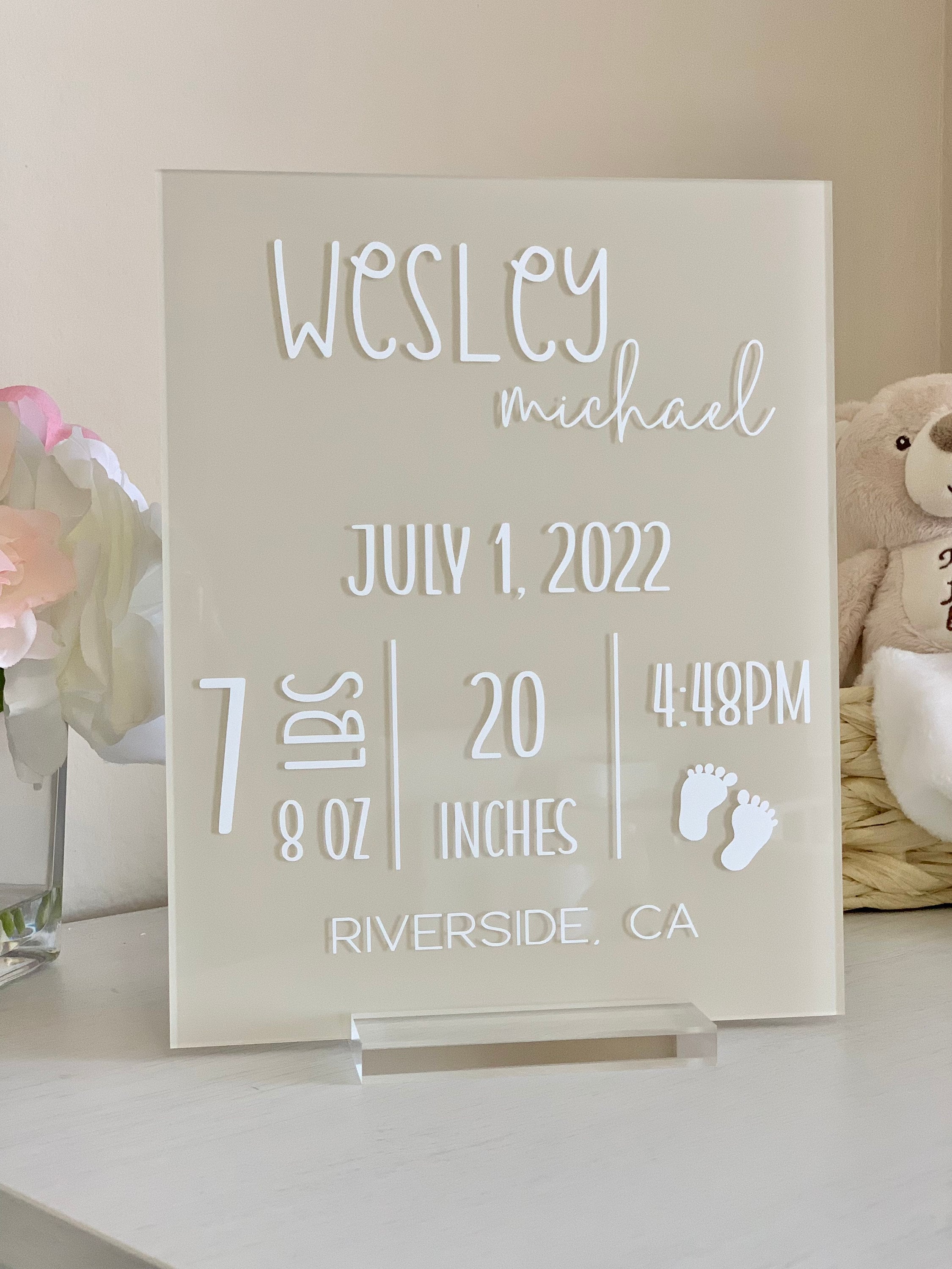 Personalized Acrylic Baby Announcement Sign, Nursery Decor - Etsy