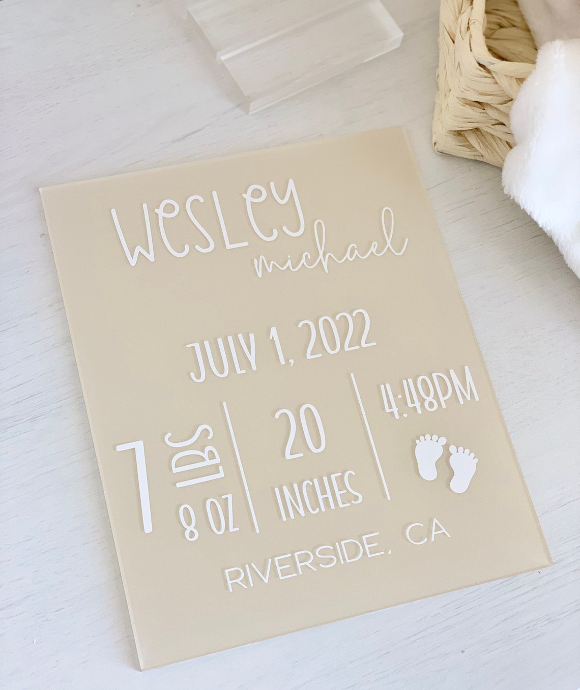 Personalized Acrylic Baby Announcement Sign, Nursery Decor - Etsy