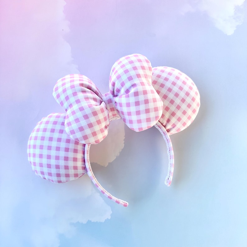 Pink Gingham Mouse Ears - Etsy