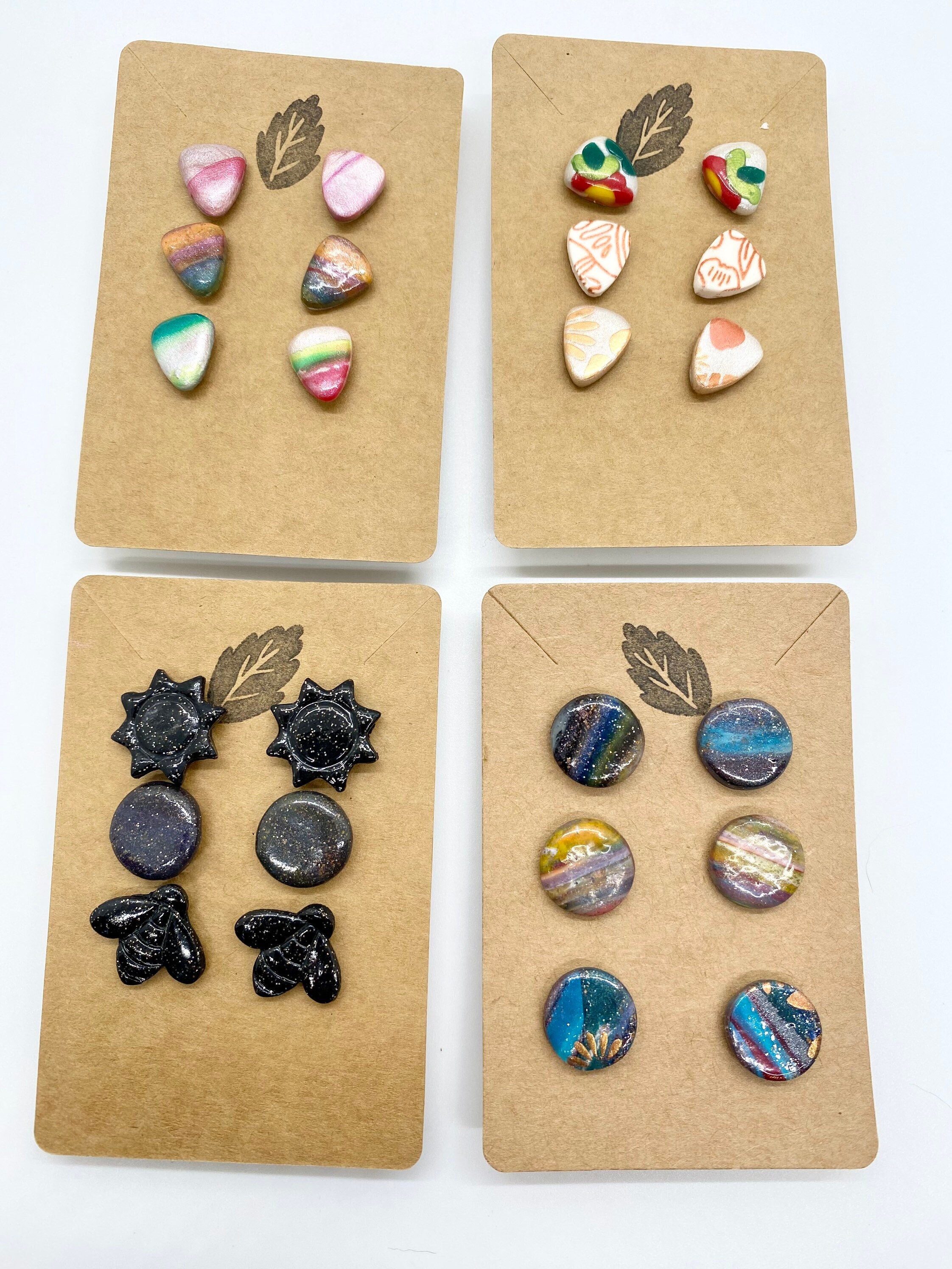 Spring Stud Earrings Variety Pack Bee Stud Earring Sparkly Stud Earrings 3 Pairs Polymer Clay ...
