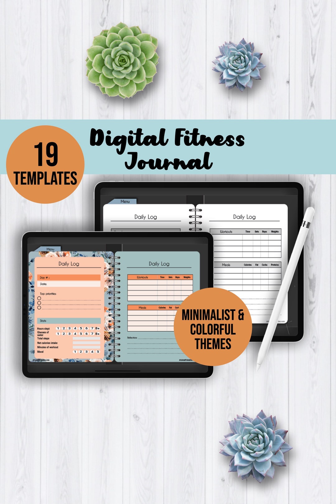 Digital Fitness Tracker | Digital Exercise Templates | Digital Meal ...