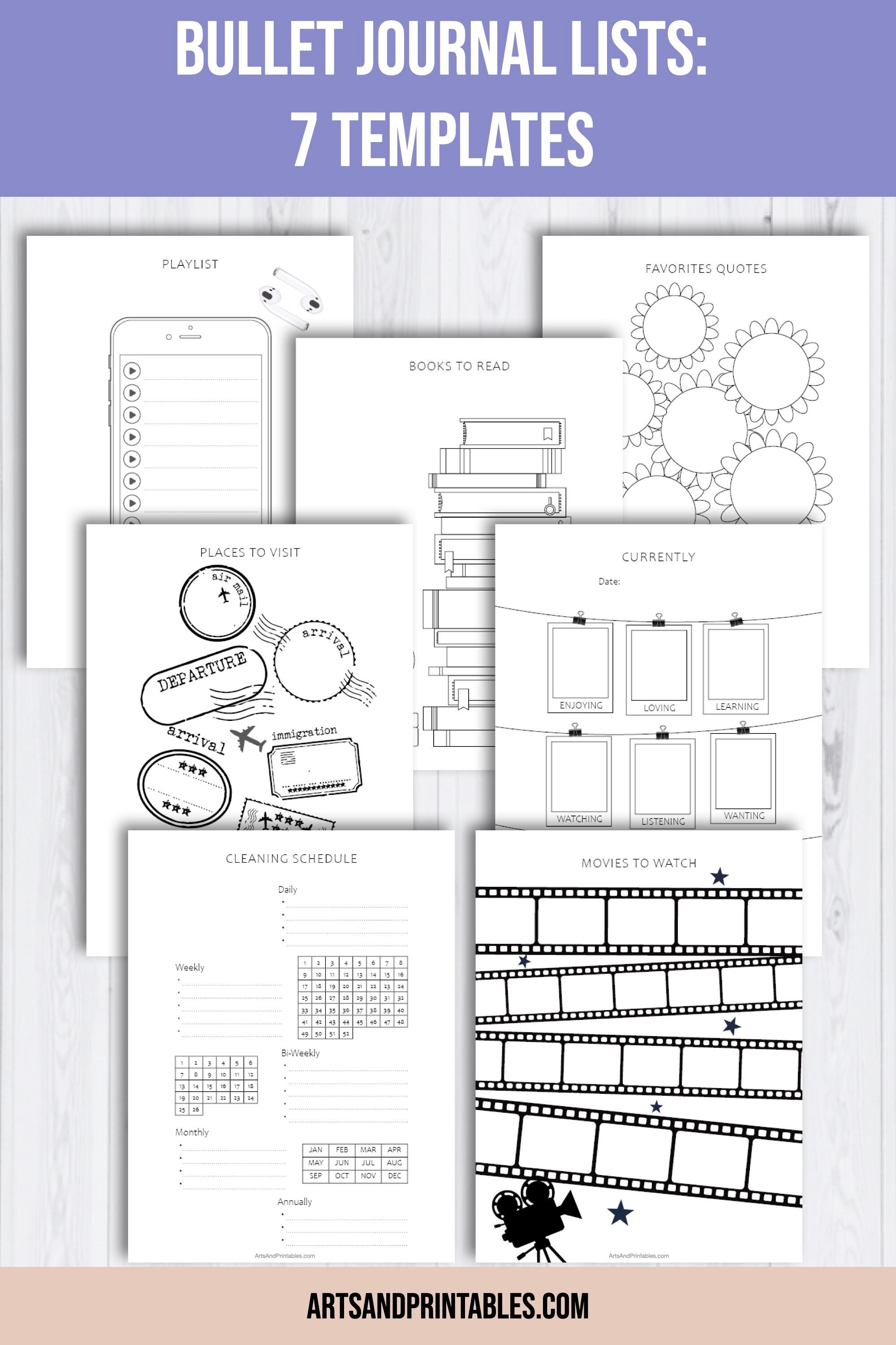 Printable Bujo Templates Printable Bullet Journal Lists - Etsy UK