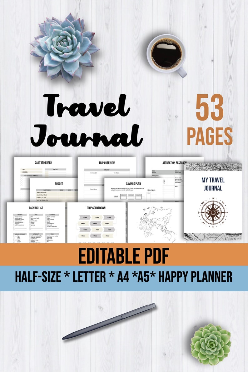 Printable Travel Journal Printable Traveler Planner | Etsy