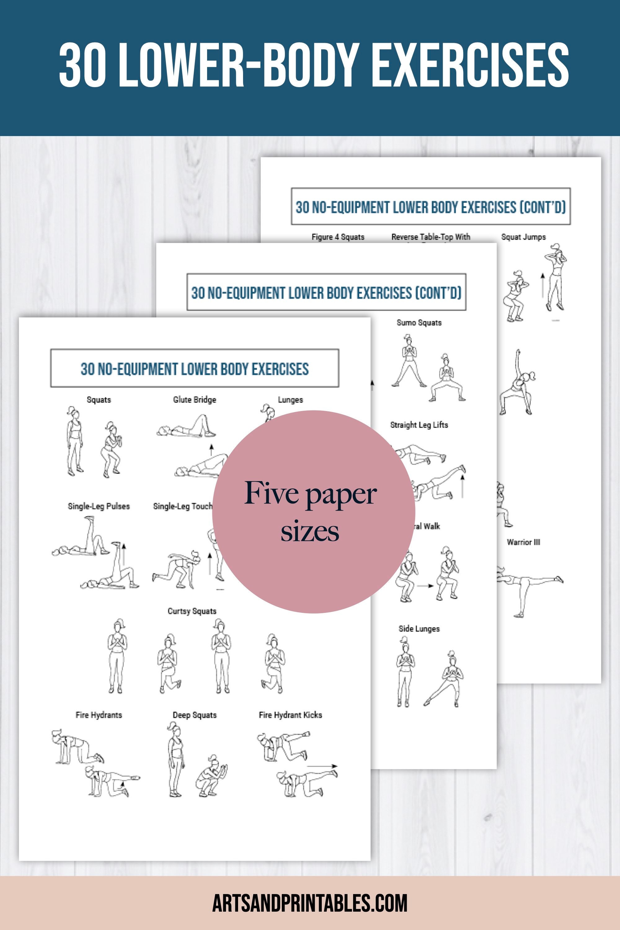 Printable Bodyweight Exercise Reference 90 Illustrated | Etsy