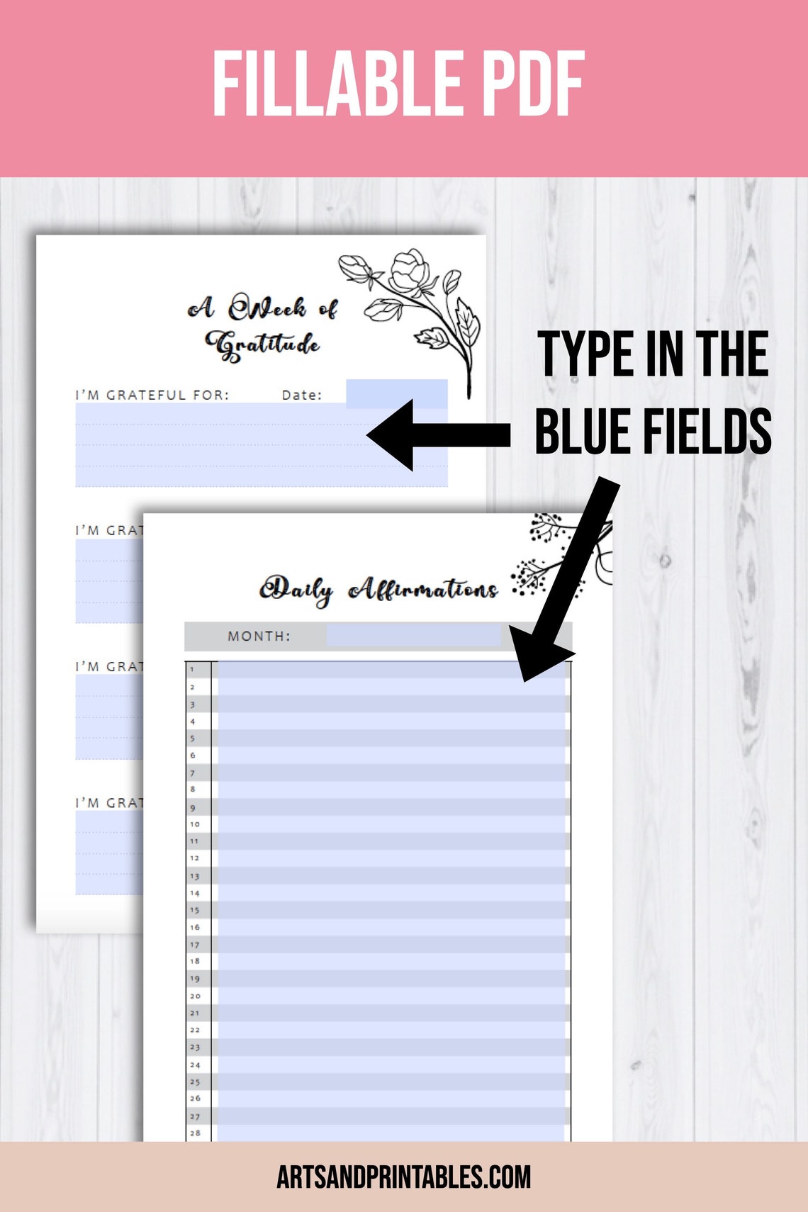 Printable Gratitude Log | Affirmation Planner | Printable Gratitude ...