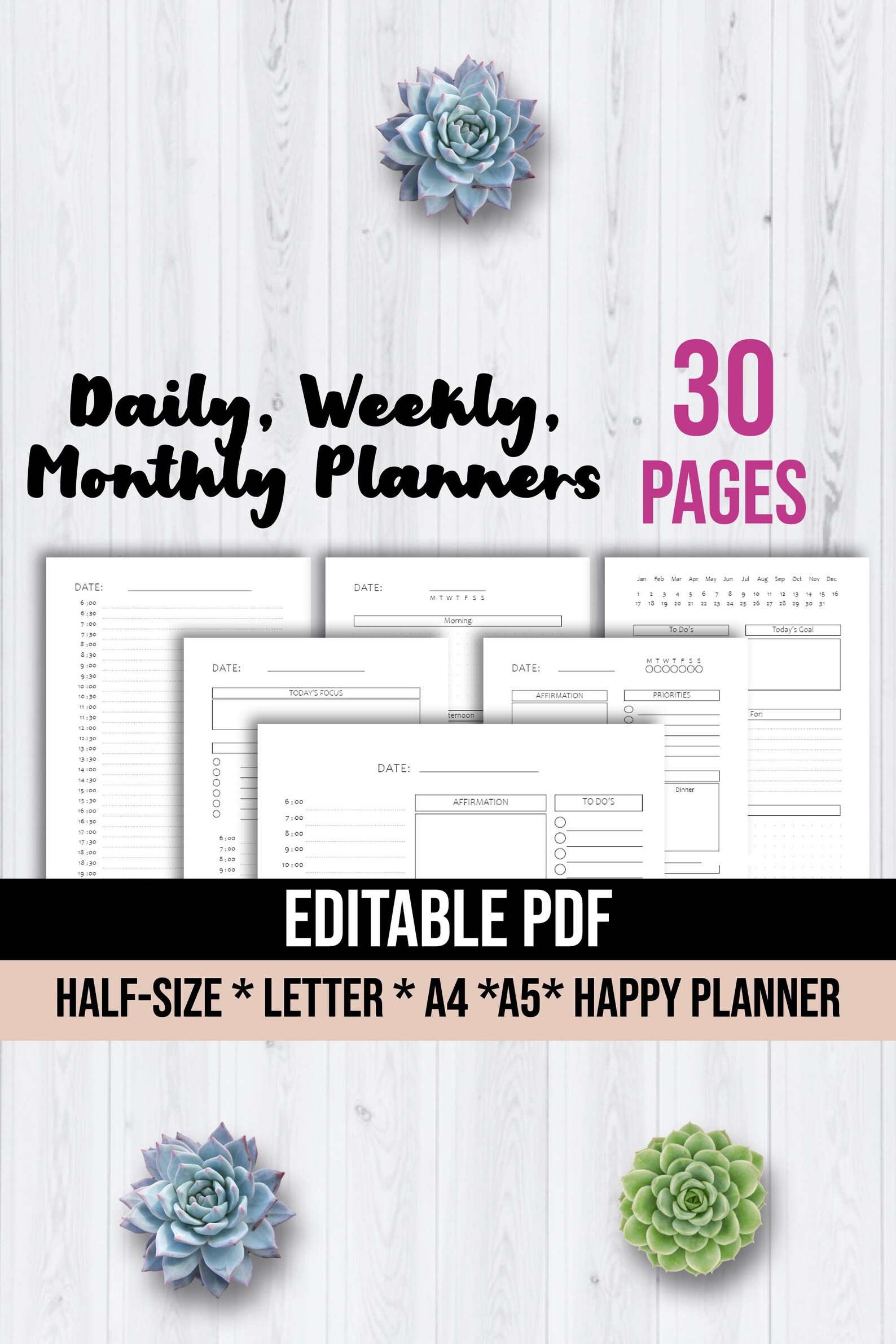Printable Daily Journal Printable Weekly Planner Printable Monthly ...