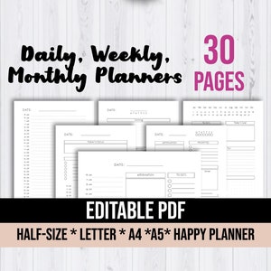Printable Daily Journal | Printable Weekly Planner | Printable Monthly ...