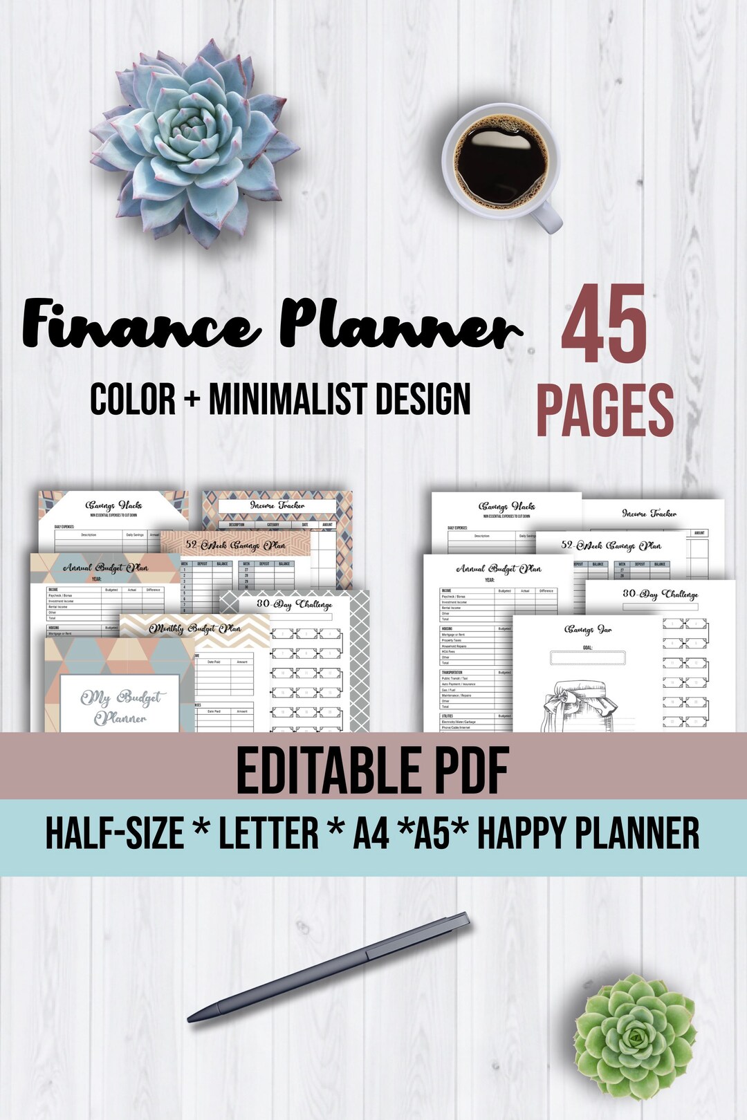 Printable Finance Planner | Printable Savings Plan | Printable Spending ...