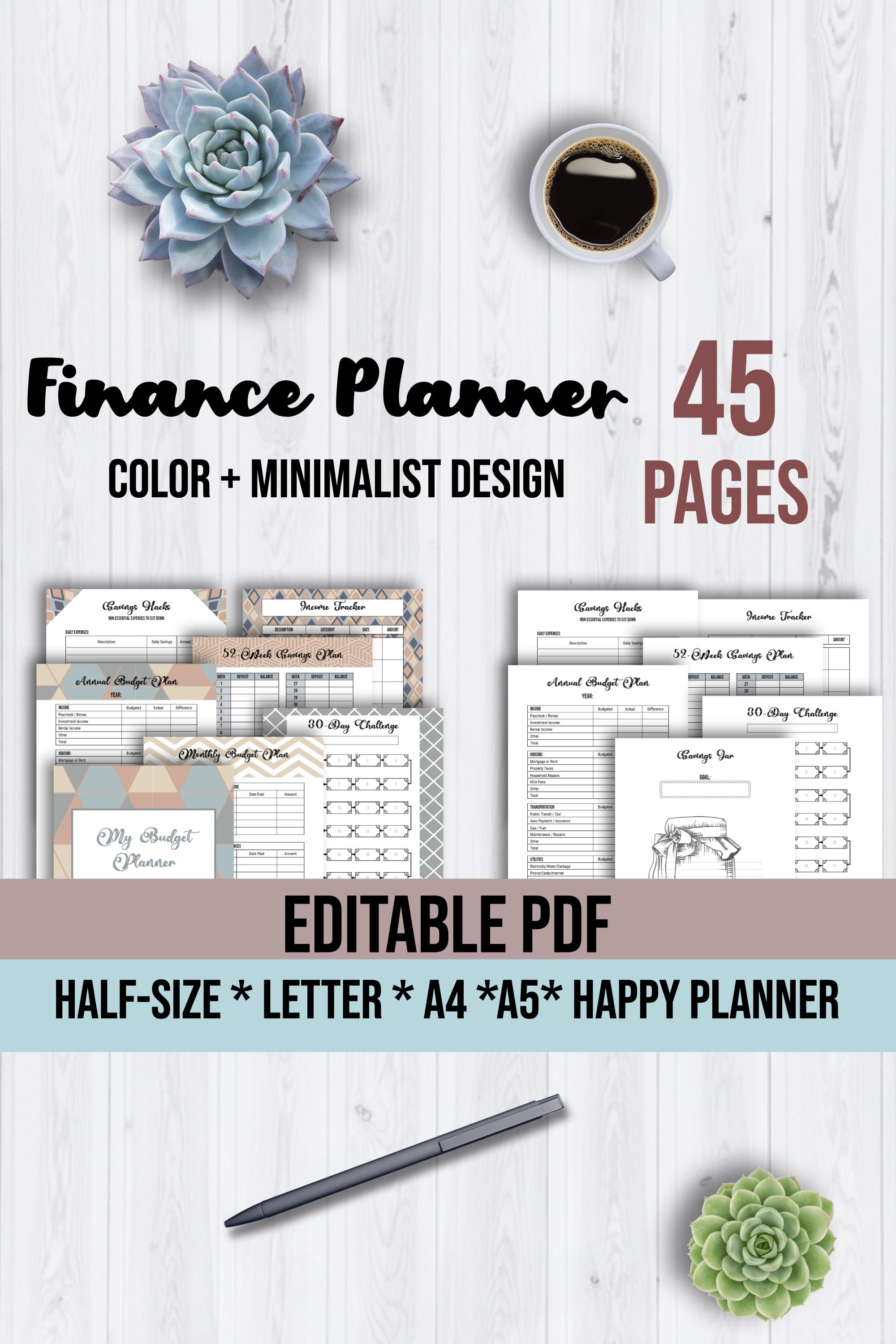 Printable Finance Planner | Printable Savings Plan | Printable Spending ...